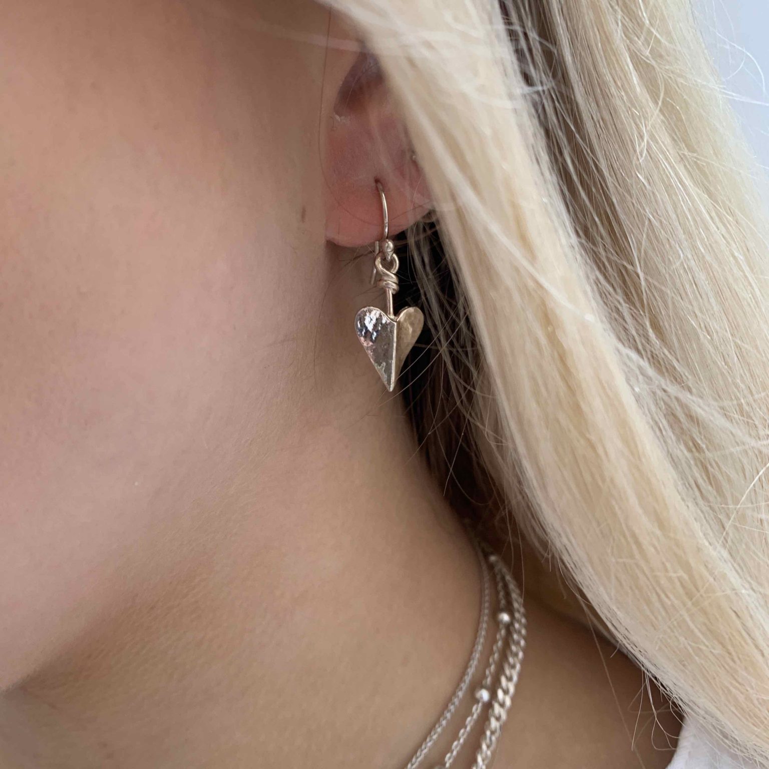 Large Pre Raphaelite Heart Drops Earrings