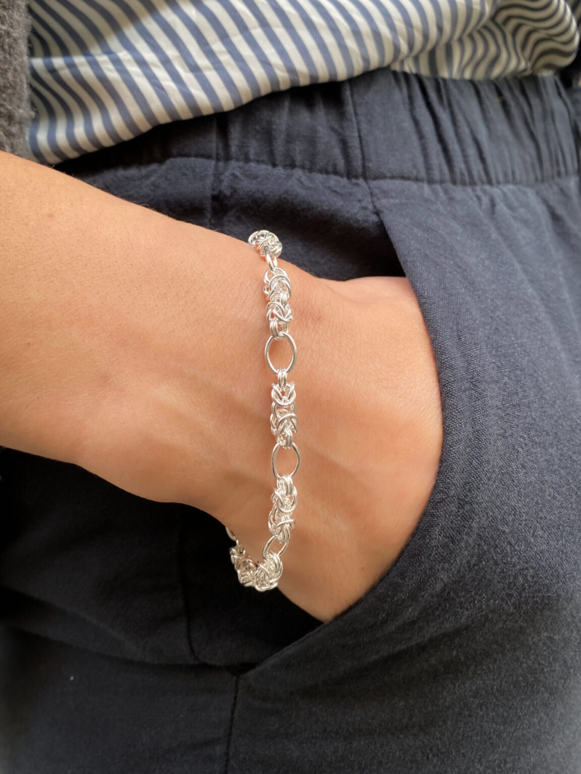 Interlinking Byzantine Bracelet - The Silver Shop of Bath